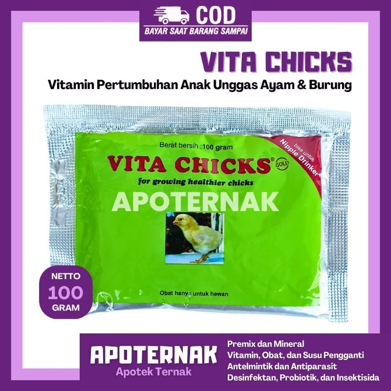Jual VITA CHICK 100 gram - Vitamin Pertumbuhan Anak Ayam Burung Unggas ...