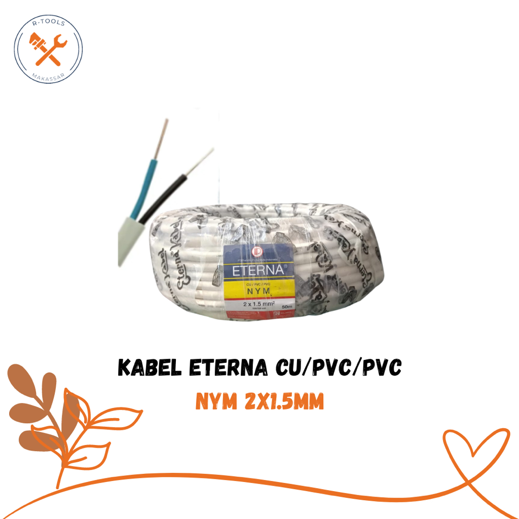 Jual Kabel Eterna CU/PVC/PVC 2x1.5mm 300/500V (NYM) | PERMETER | Shopee ...