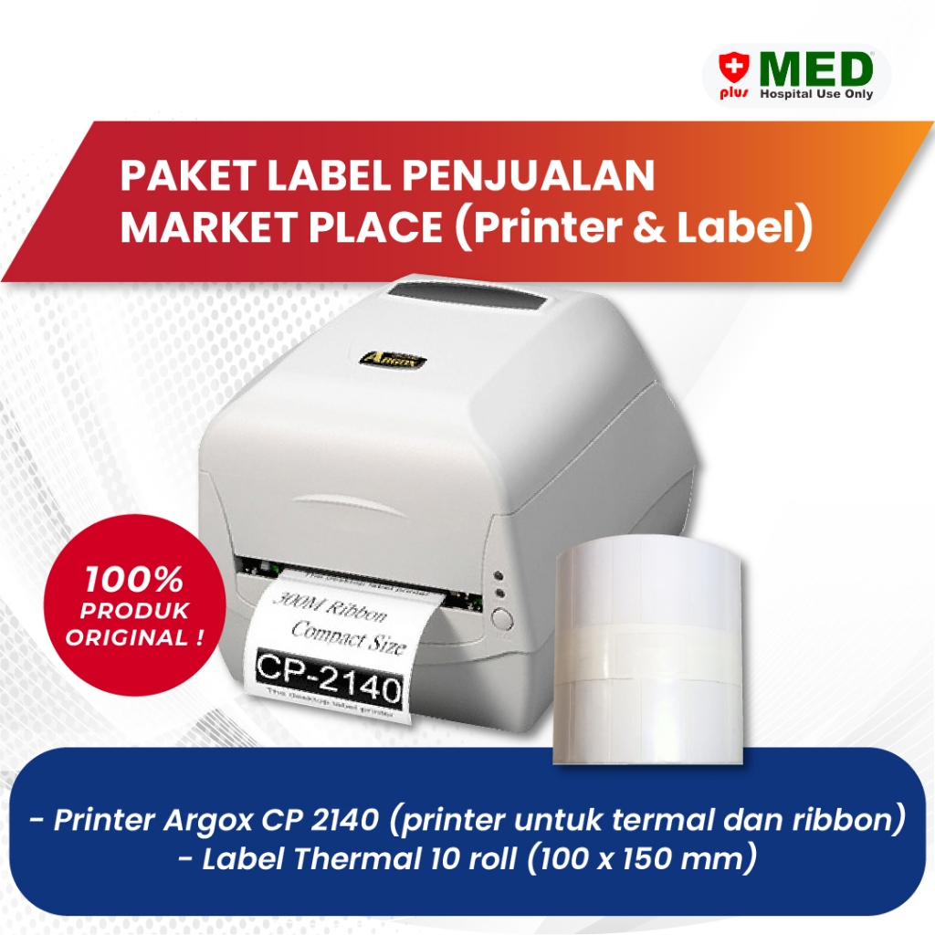 Jual PAKET LABEL PENJUALAN MARKET PLACE (Printer Argox CP2140 & 10 Roll ...
