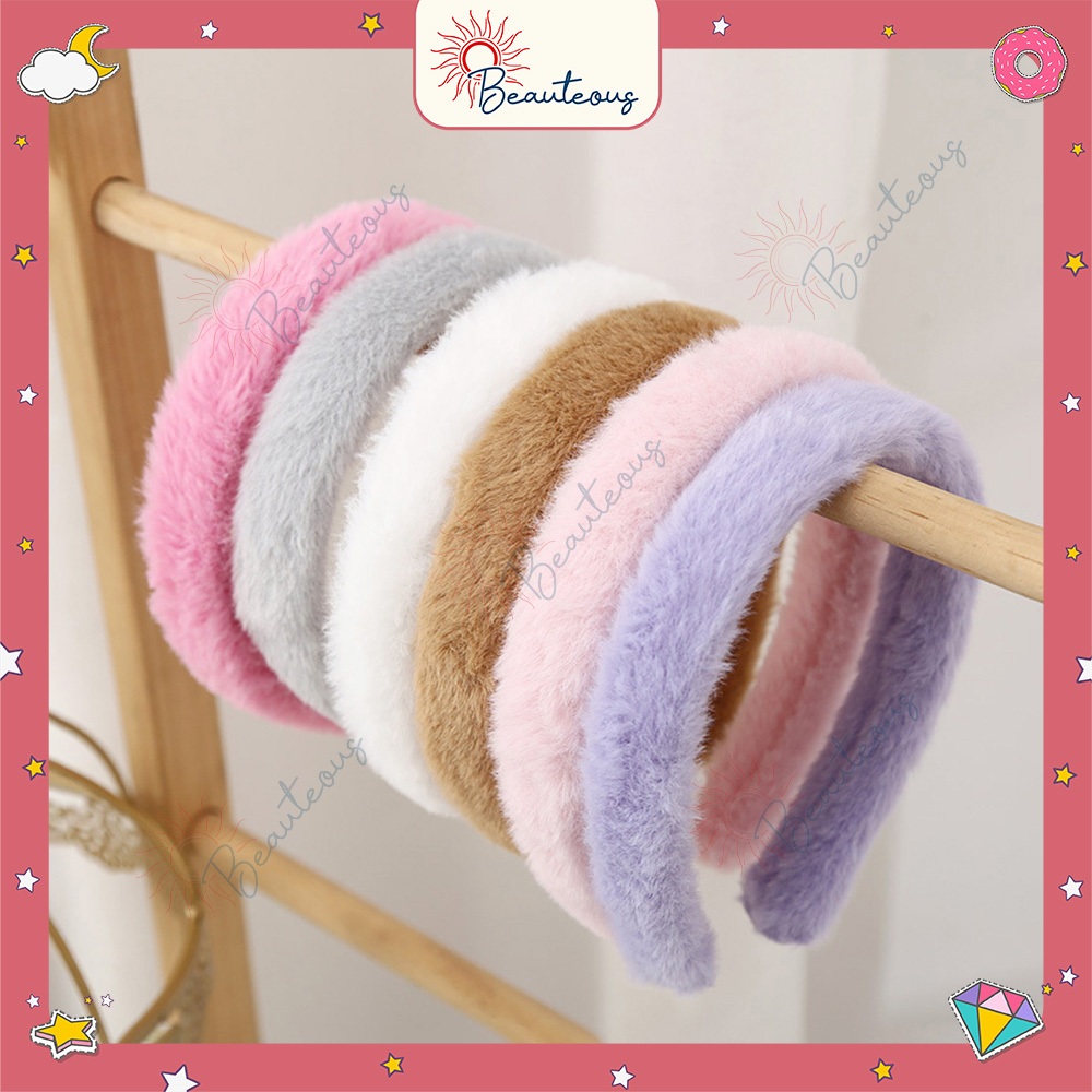 Jual Bando Rambut Bandana Bulu-bulu Halus Fashion Korea Cute Kpop Style ...