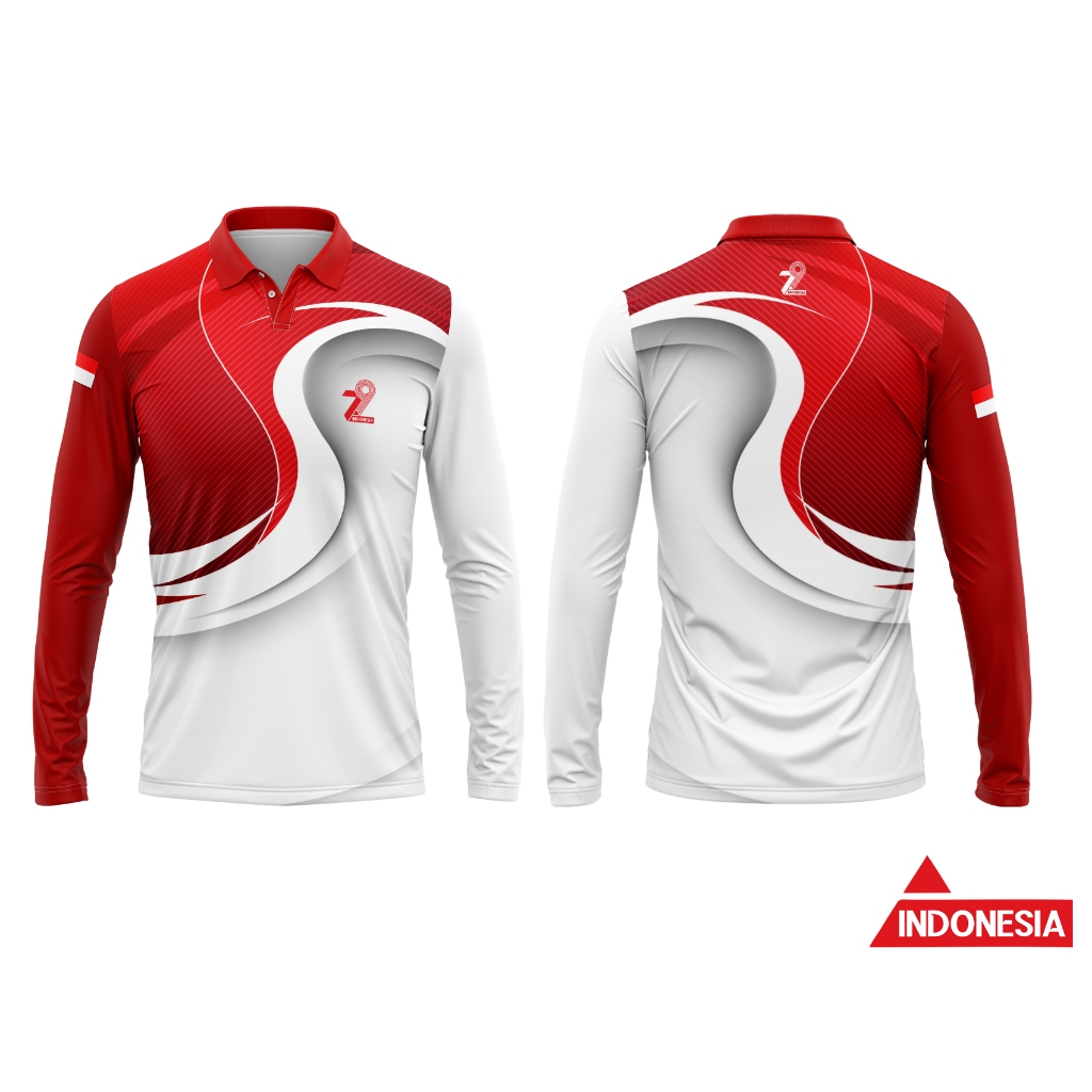 Jual Kaos Baju Pria Jersey Polo Longsleeve 17 Agustus 2024 Dirgahayu HUT RI 79 Fullprint ...