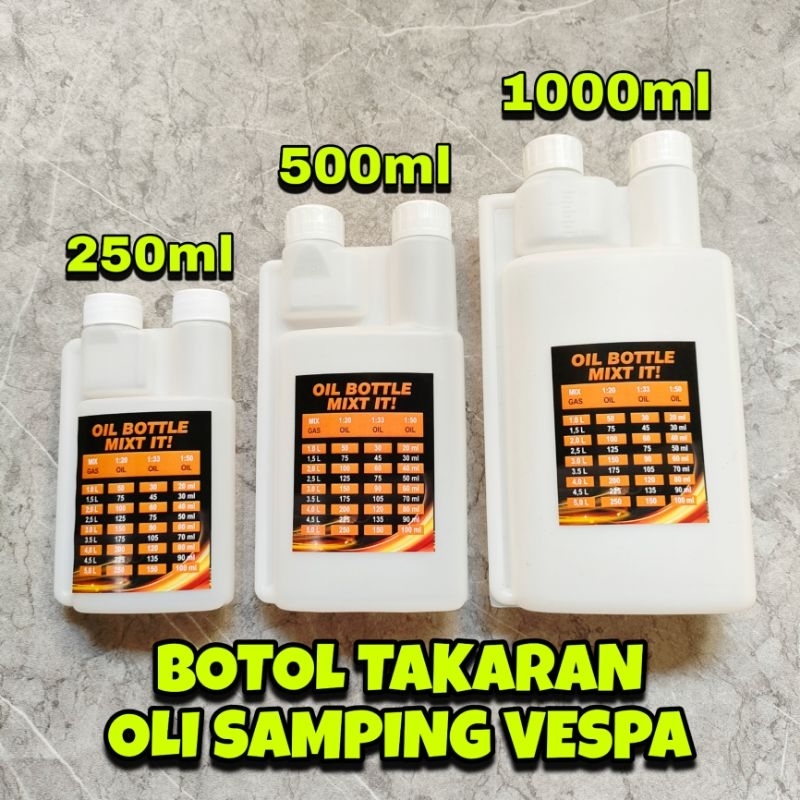 Jual Botol Takaran Oli Samping Motor Vespa Bottle 250ml 500ml 1000ml 1 ...