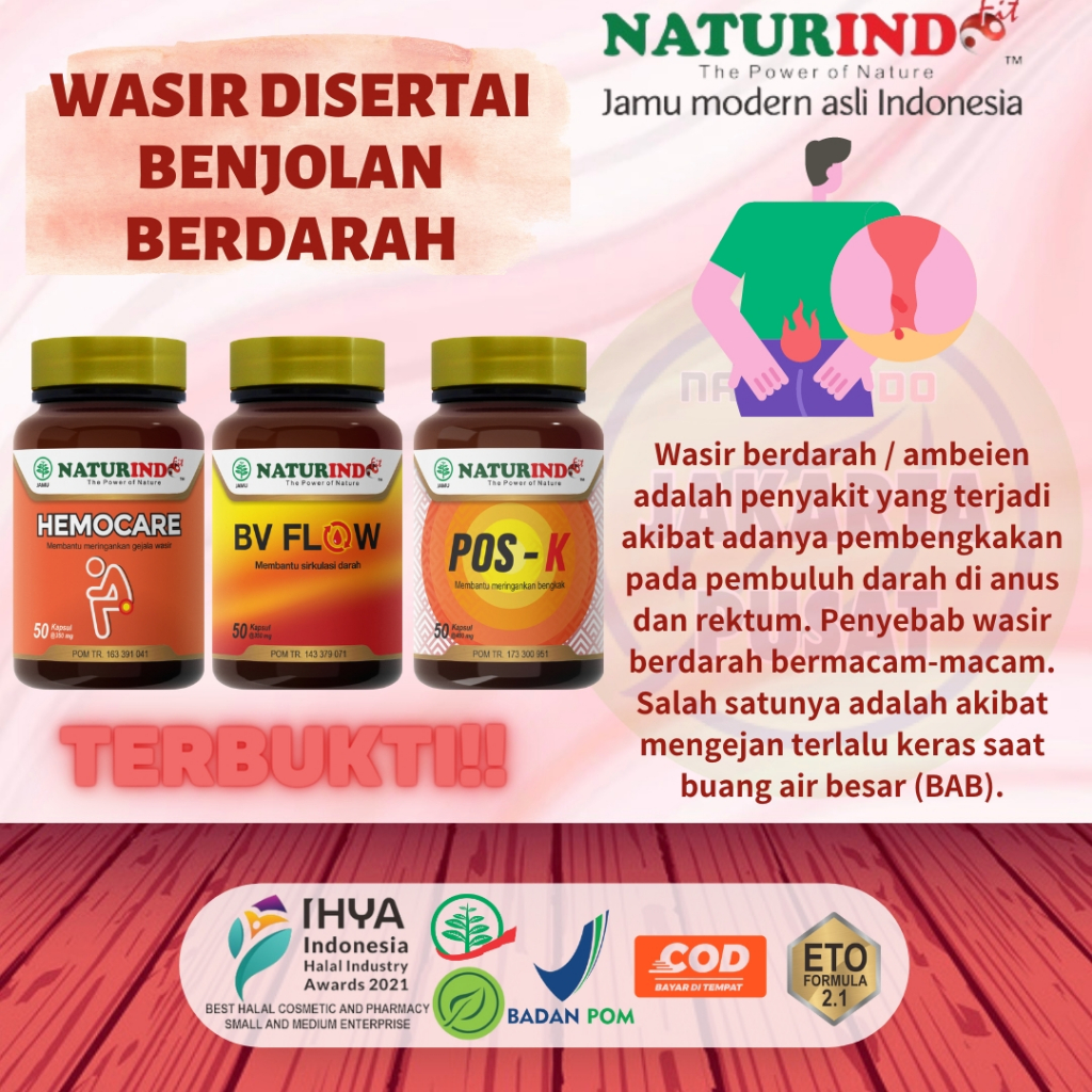 Jual Naturindo Hemocare Herbal Obat Wasir Wasiri Ambien Ambeyen Ambeien Bab Berdarah Sakit ...