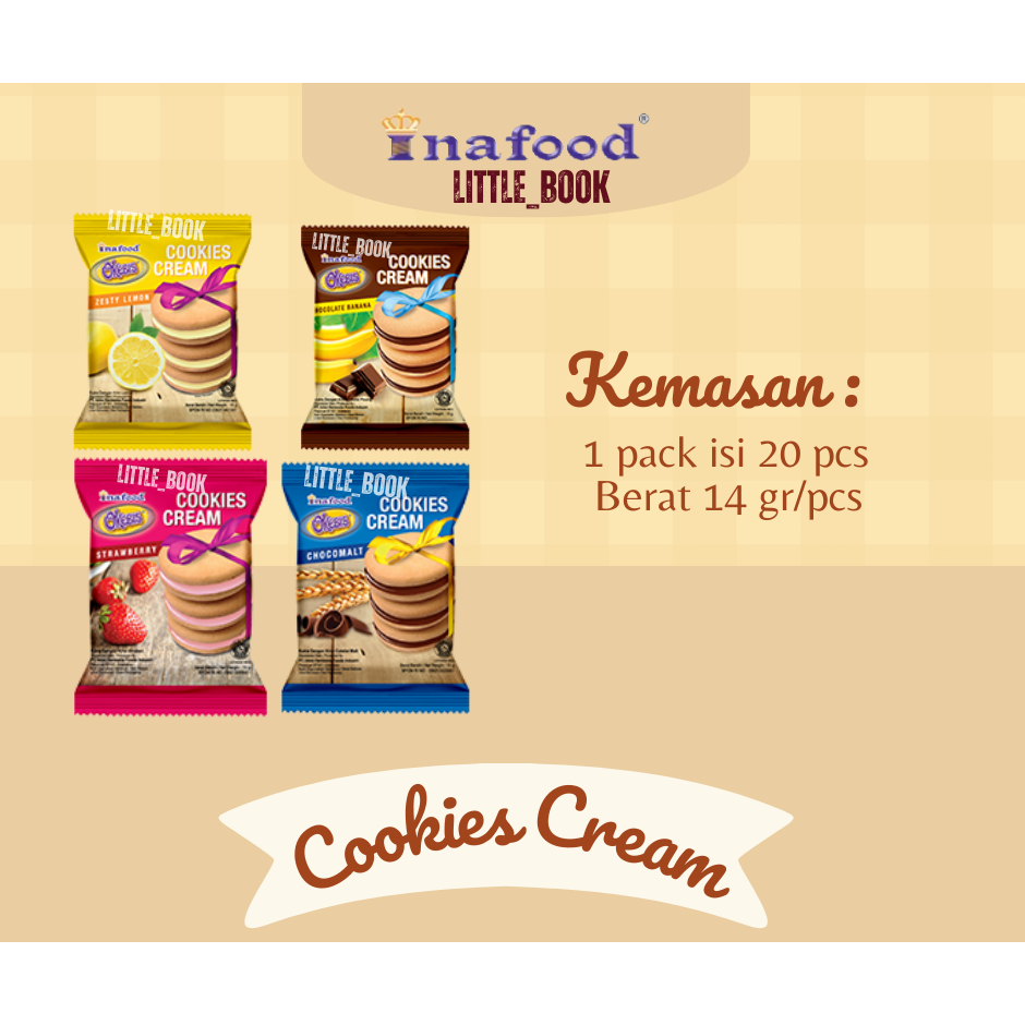Jual InaFood OkeBis MINI Cream Cookies 14 Gram 1 pack isi 20 pcs ...