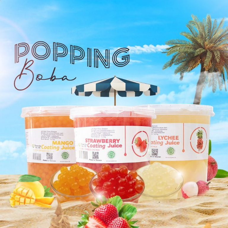 Jual popping boba strawberry, lychee, blueberry yoghurt 1 kg toping ...