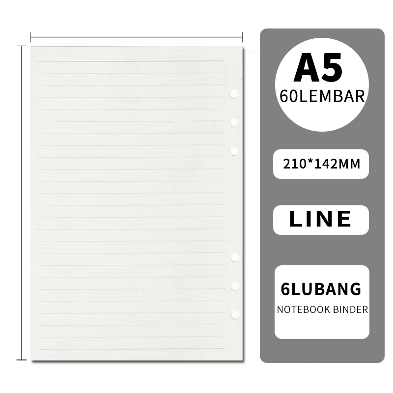 Jual Notebook refill Line, Blank & Grid KERTAS ISI BINDER A5/B5 LOOSE LEAF 6/20/26 LUBANG 6 RING ...