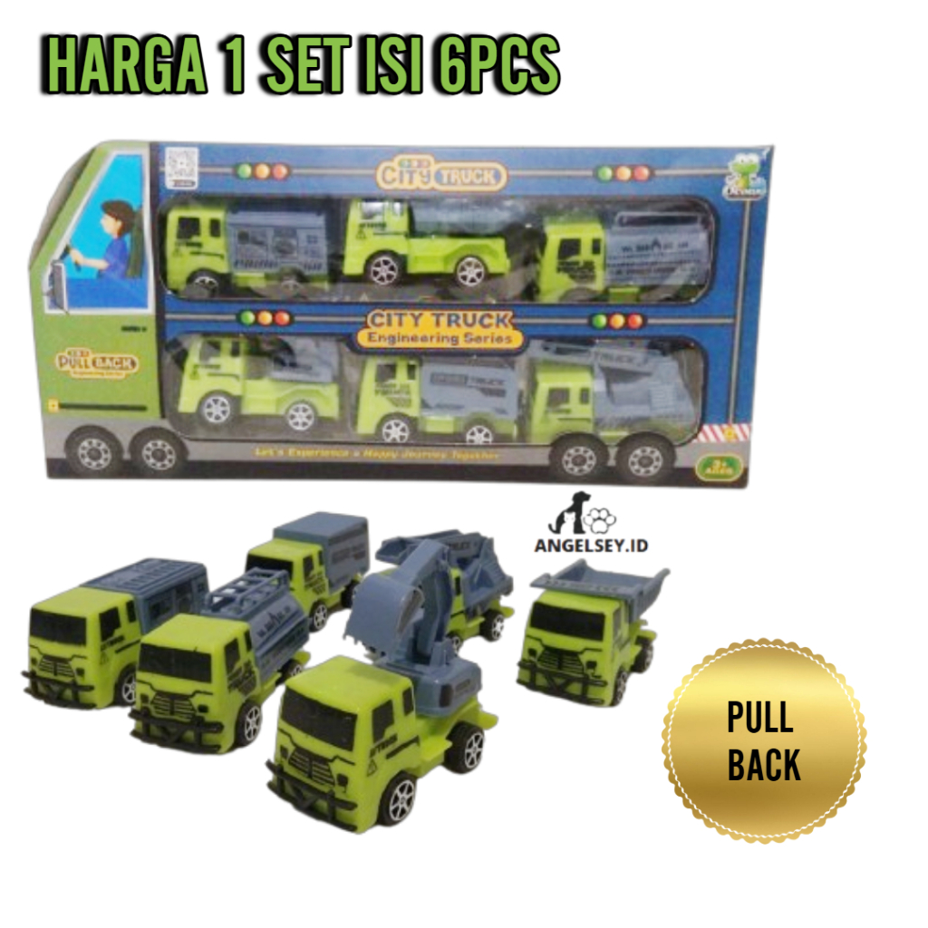 Jual Mainan Mobil Truck Isi 6pc/ Mainan City Truck Pull Back OCT 6397 ...