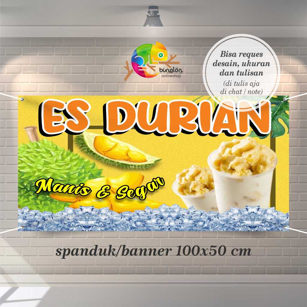 Jual Spanduk Banner Es Durian Free Custom Desain | Shopee Indonesia