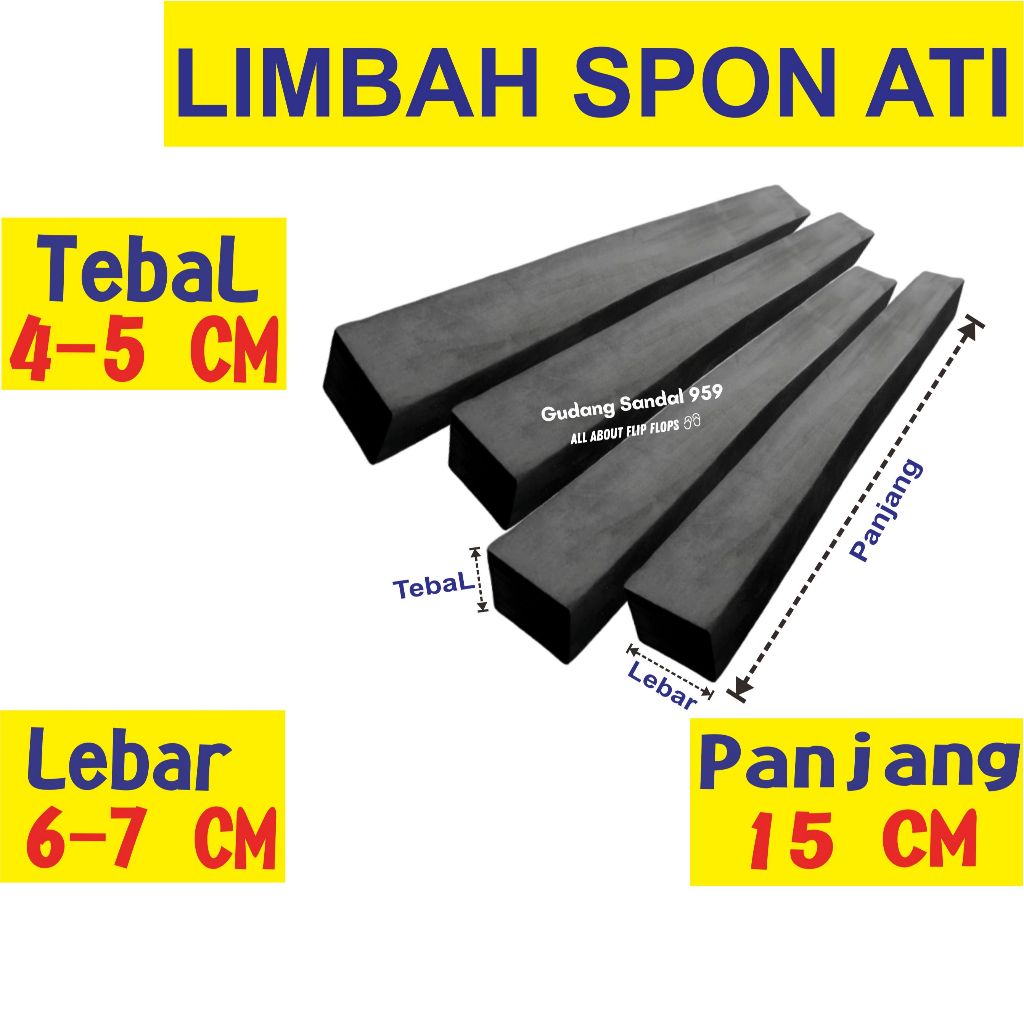 Jual (LIMBAH SPON ATI) SPON BATANGAN HITAM TEBAL 4 - 5 CM, LEBAR 6 - 7 ...