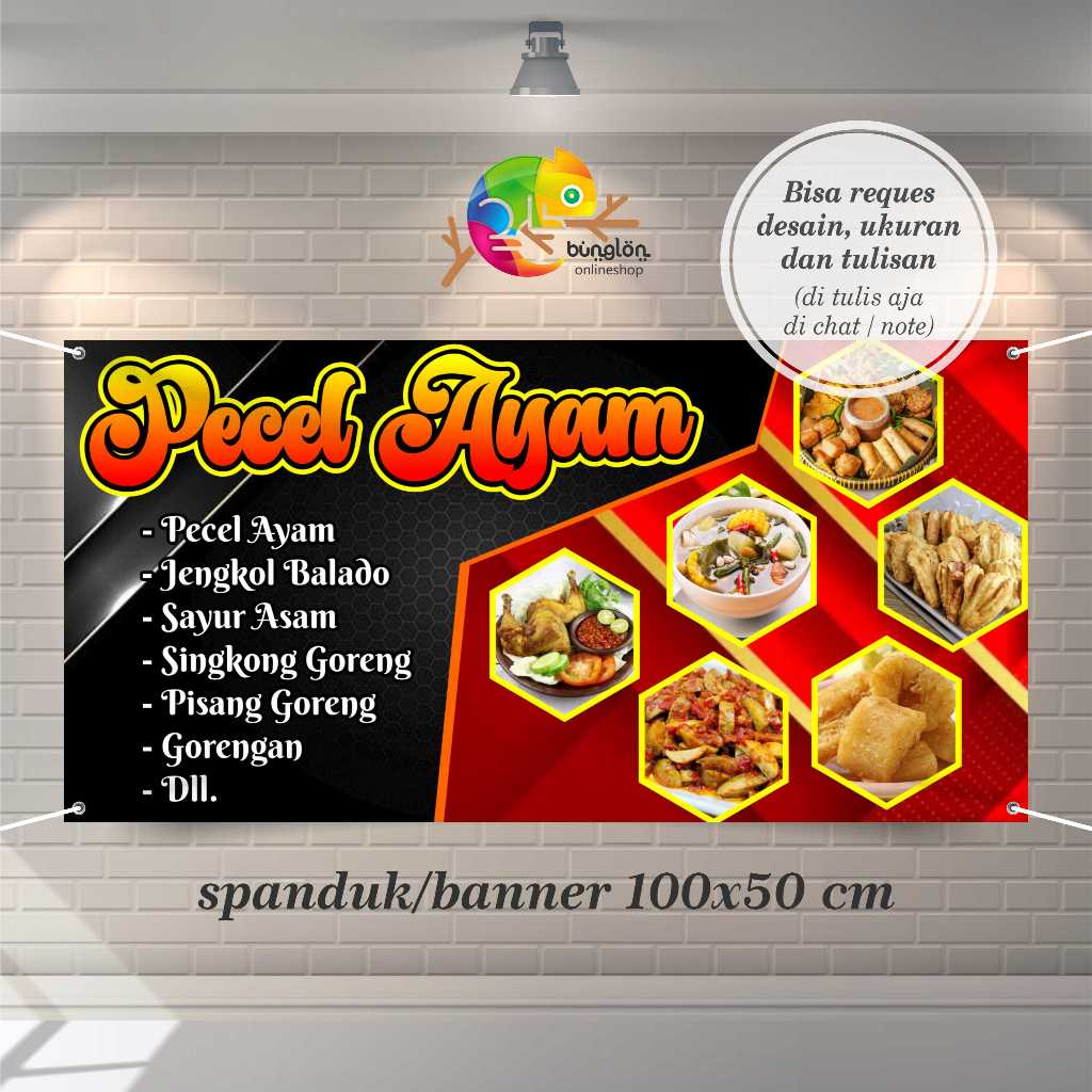 Jual Spanduk Banner Pecel Ayam Free Custom Desain | Shopee Indonesia
