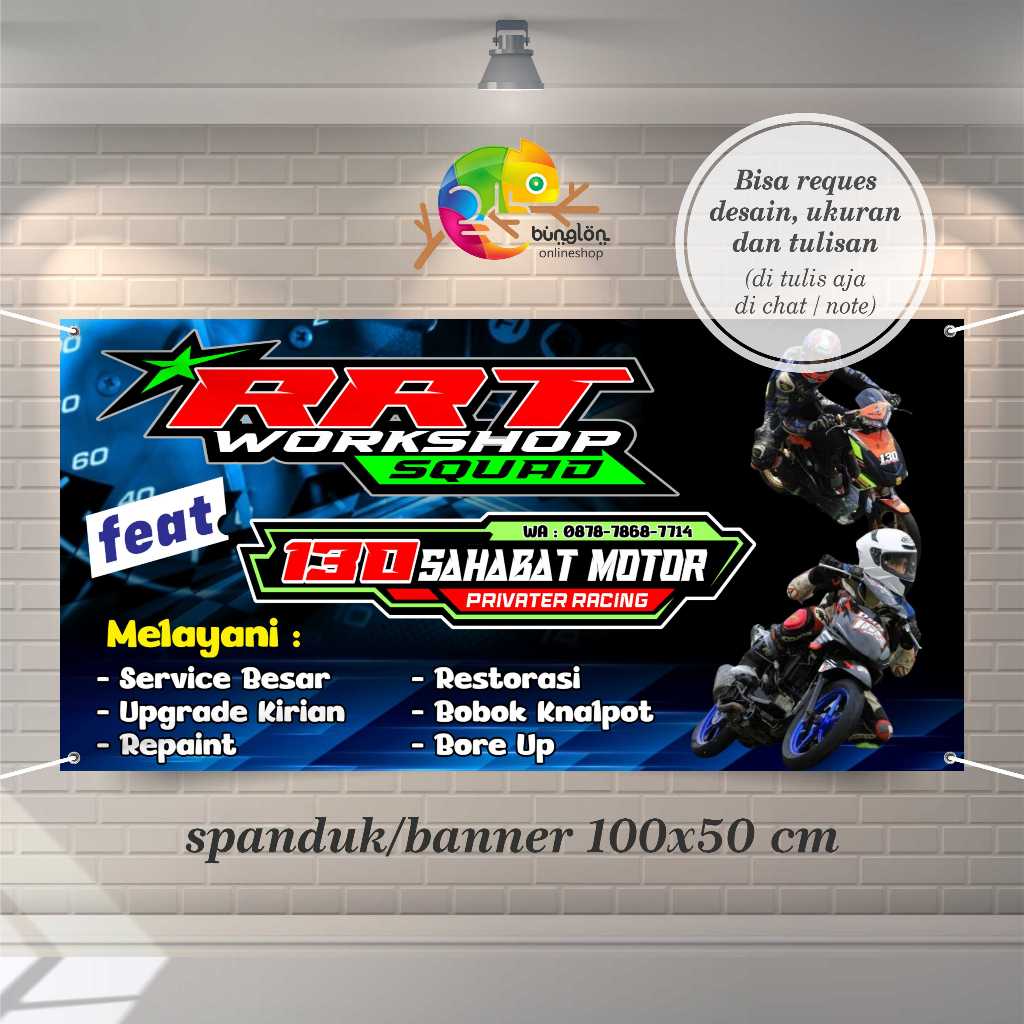Jual Spanduk Banner Workshop Bengkel Motor Free Custom Desain | Shopee ...
