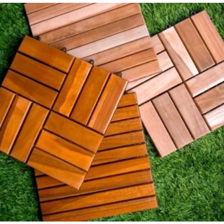 Jual Grosir Decking Tile Lantai Kayu Jati Ukuran 30x30 Cm - Motif Lurus ...