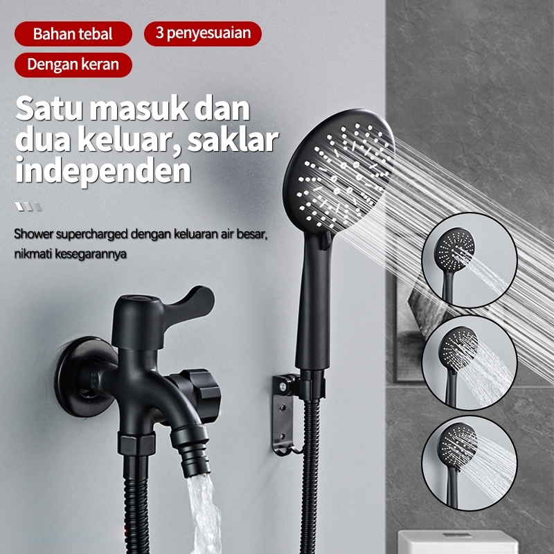 Jual Kepala Shower Head 3 Modes High Pressure Premium Hitam Hand Shower ...