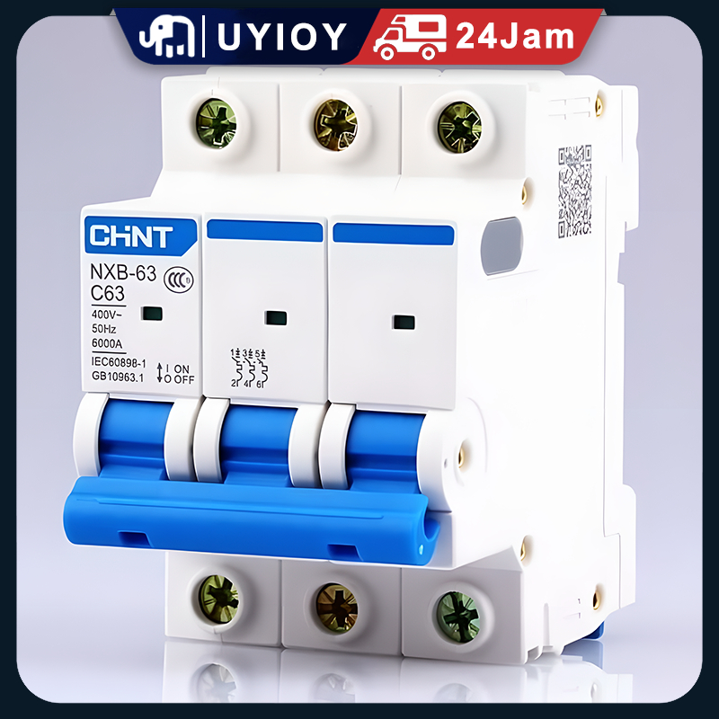 Jual MCB CHINT MCB 3 Pas 3 Phase 3P 6KA NXB-63 10A 40A ampere AC220V-480V kontaktor 3 phase ...
