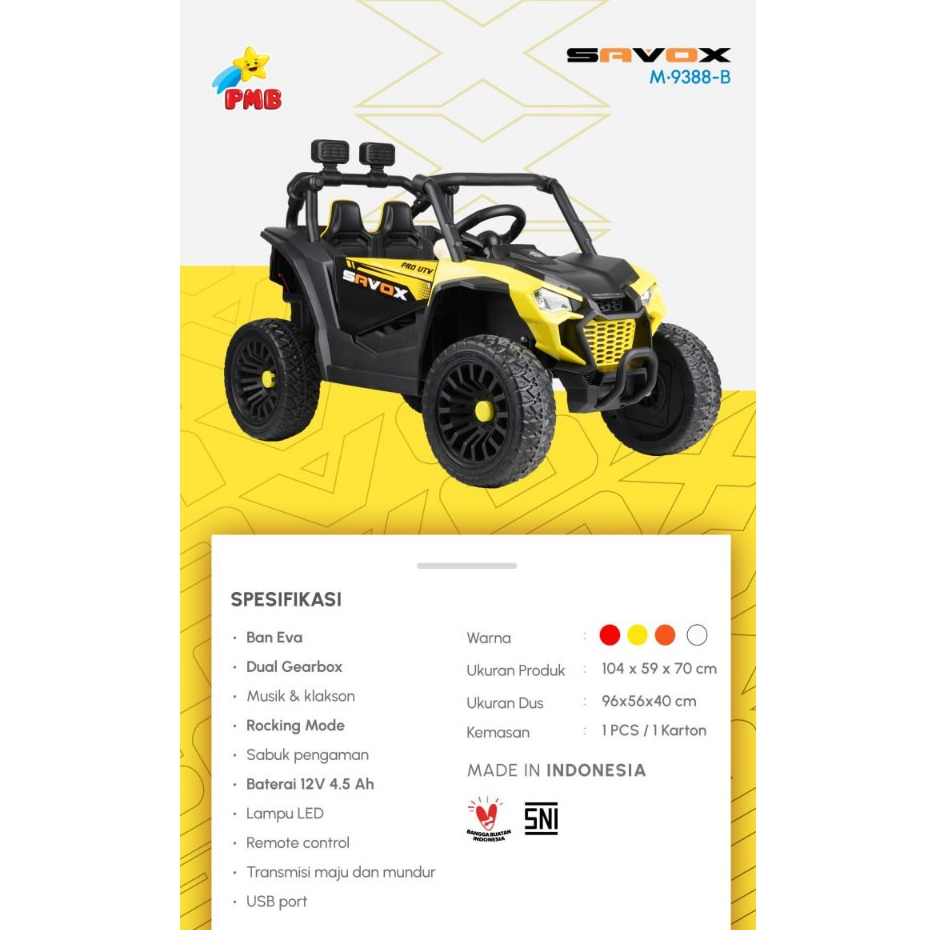 Jual MOBIL ACCU / AKI ANAK PMB SAVOX M9388 B | Shopee Indonesia