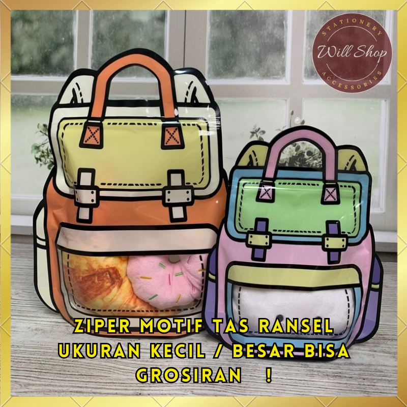 Jual ZIPER BENING MOTIF TAS RANSEL BACKPACK / PLASTIK PVC SNACK ZIPLOCK ...
