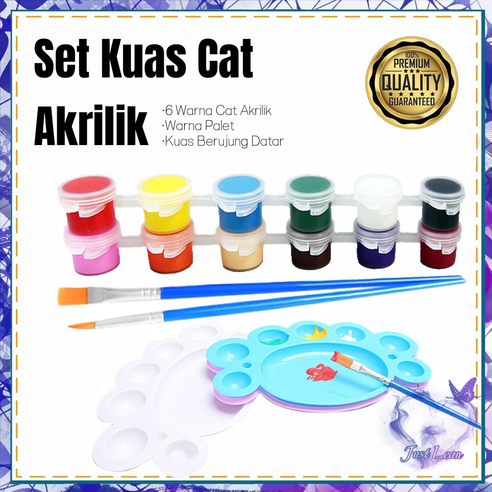 Jual 6 Warna Cat Akrilik Set 3ml Set Kuas Cat Akriik Warna Palet Anak ...