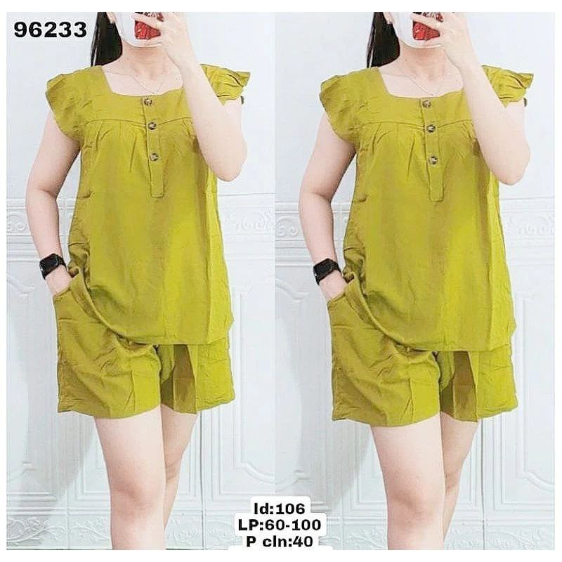 Jual Setelan Katun Poly Halus Ld 110 Set Hotpants | Set Bangkok Oneset ...