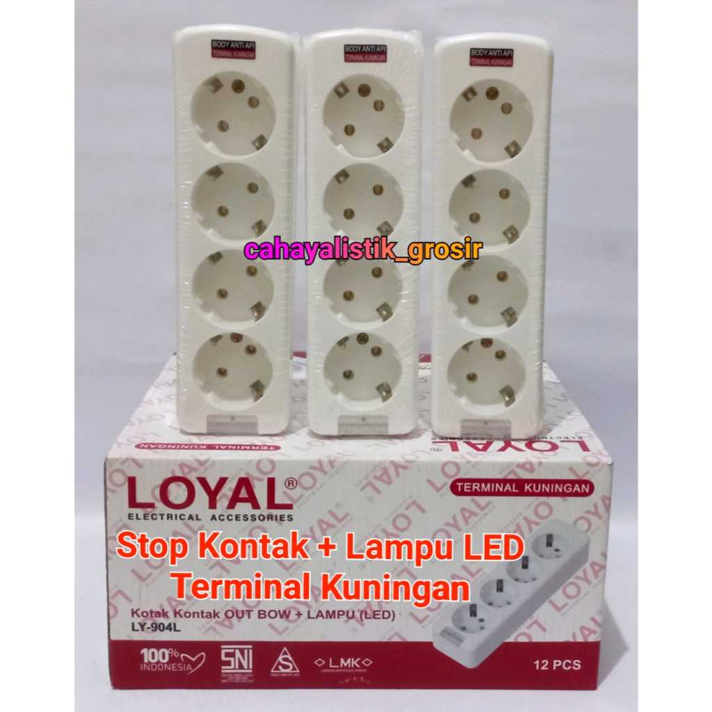 Jual LOYAL Stop Kontak Arde LY-904L Led Lubang 4 Outbow Colokan Terminal Kuningan SNI | Shopee ...
