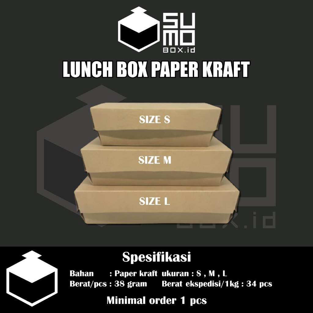 Jual Lunch Box Paper Kraft ukuran XS S M L / Kotak Makanan Kertas Nasi ...