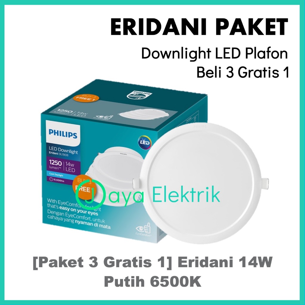Jual PHILIPS Eridani Multipack 14W Putih - Lampu Downlight LED Plafon ...