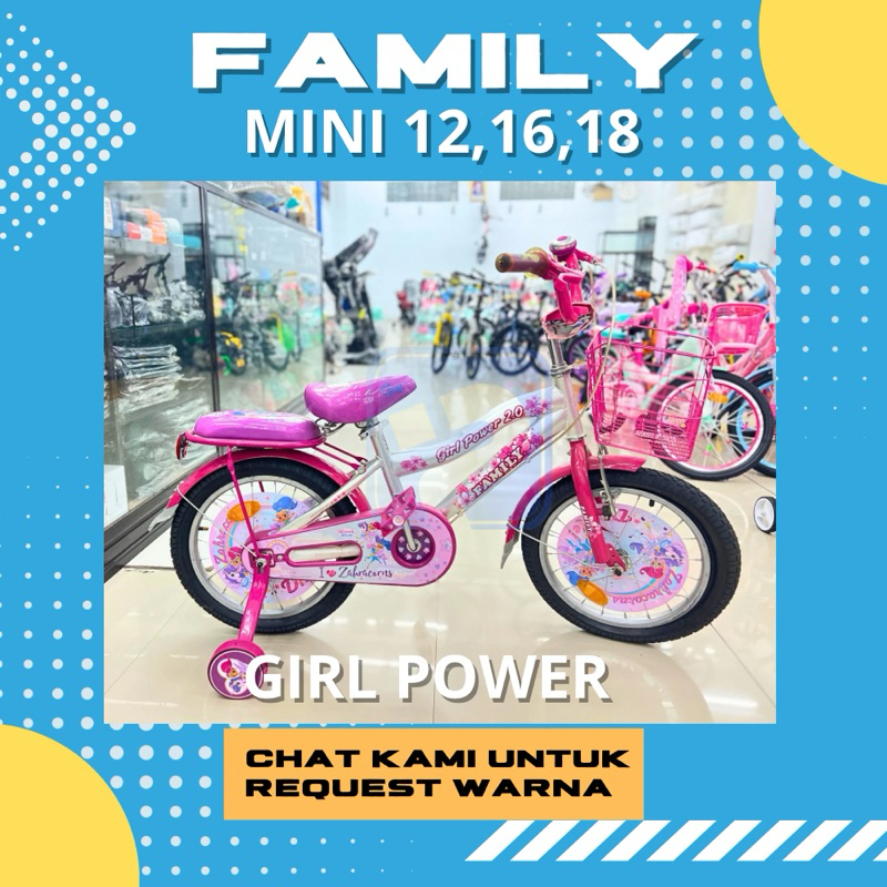 Jual SEPEDA ANAK CEWEK PEREMPUAN MINI 12 16 18 FAMILY GIRL POWER ...