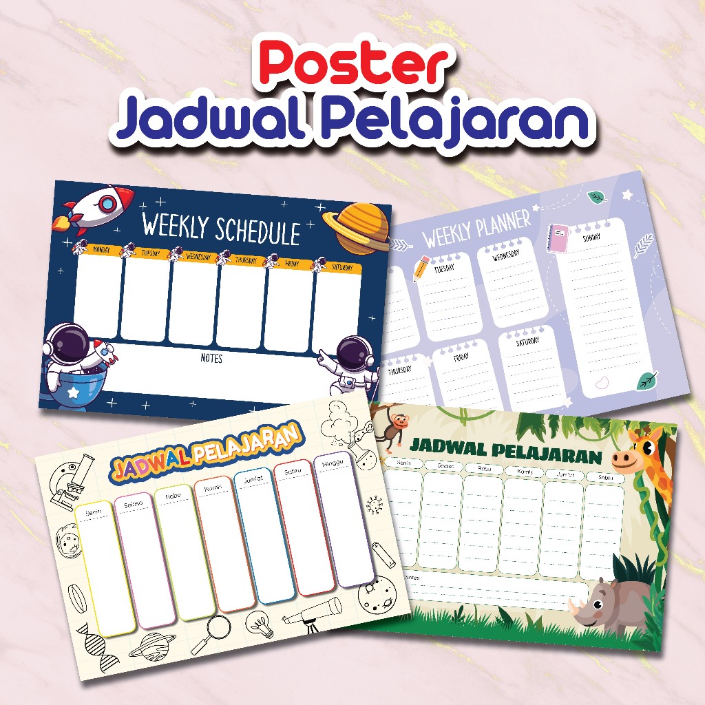 Jual POSTER WEEKLY PLANNER | POSTER JADWAL PELAJARAN | Shopee Indonesia