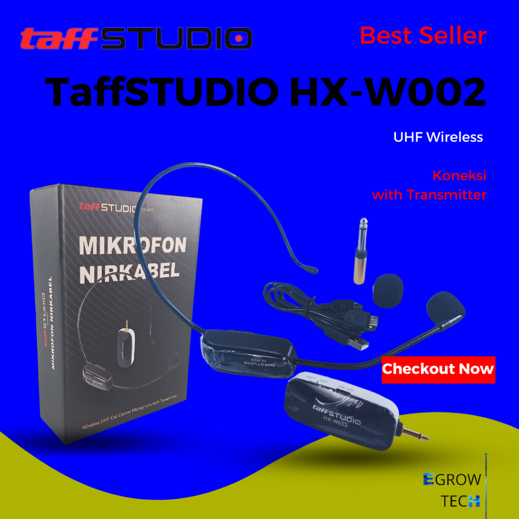 Jual EGROW (Best Seller) Wireless UHF Call Center Mic with Transmitter - HX-W002 Mic Presentasi ...