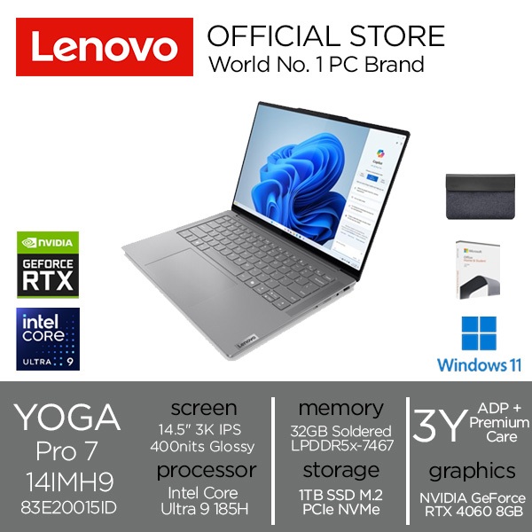 Jual Lenovo Yoga Pro 7 14IMH9 15ID Core Ultra 9 185H 32GB 1TB W11 RTX4060 | Shopee Indonesia