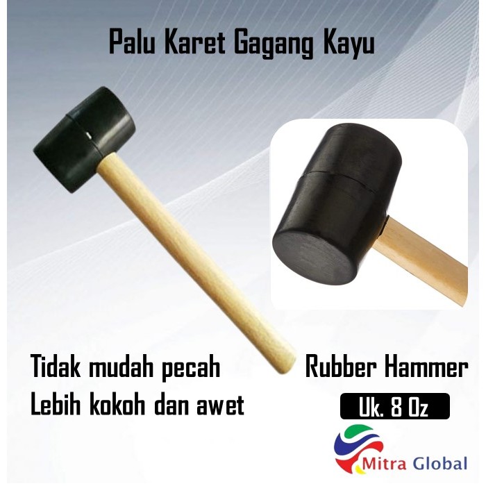 Jual Palu Karet 8 Oz Palu Karet Gagang Kayu Rubber Hammer Untuk Keramik ...