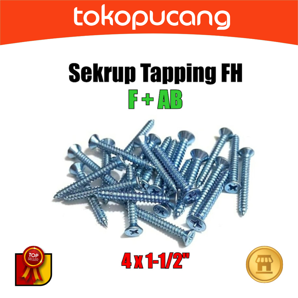 Jual 100pcs Sekrup Jf 4x1 1/2" Skrup FH 4 x 1-1/2 Sekrup Tapping Flat ...