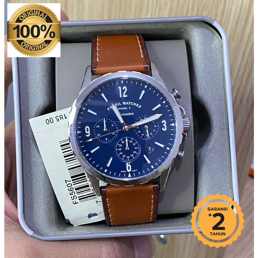 Jual FS5607 Chronographh Blue Dial Brown Leather Original | Shopee ...