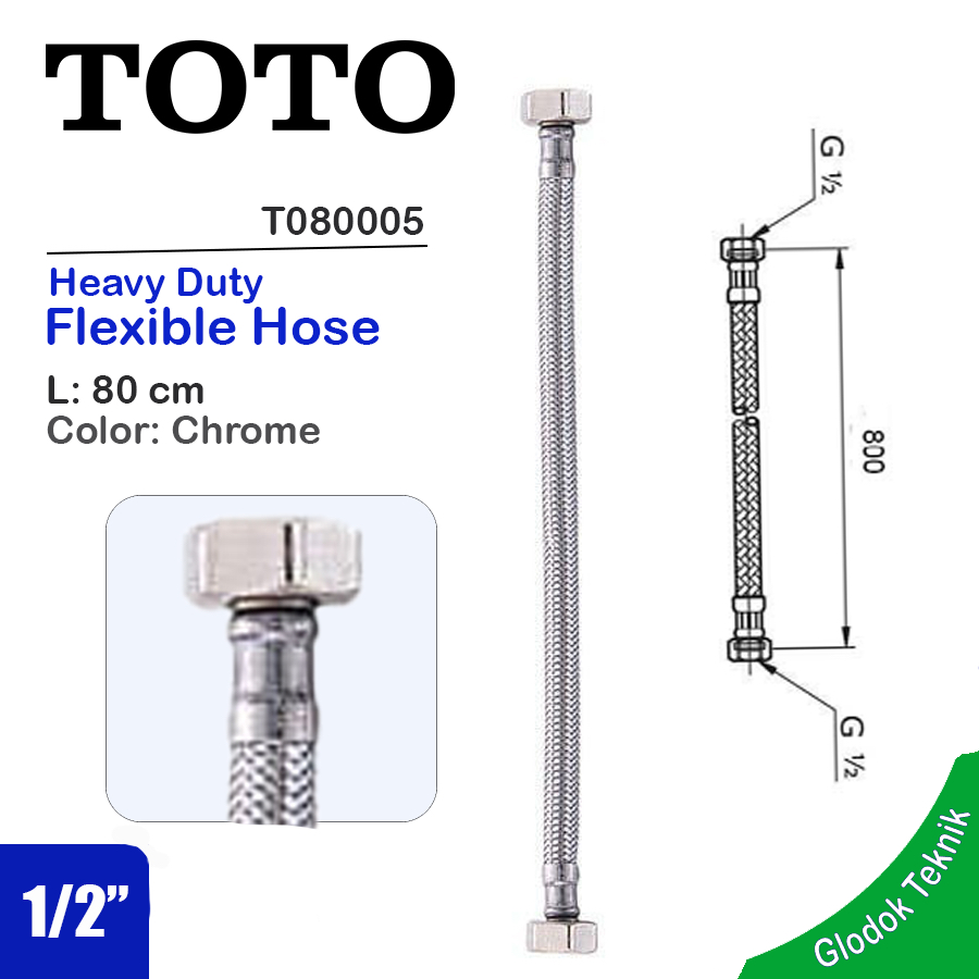 Jual Toto Selang Fleksibel - Heavy duty flexible hose L 80 cm T080005 ...