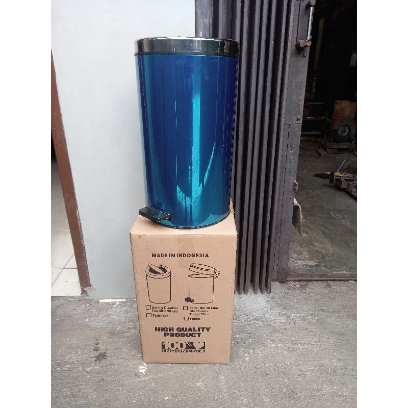 Jual Tempat Sampah Injak Pedal Dust bin Injak stainless 30 lt , uk D 30 x T 55 cm | Shopee Indonesia