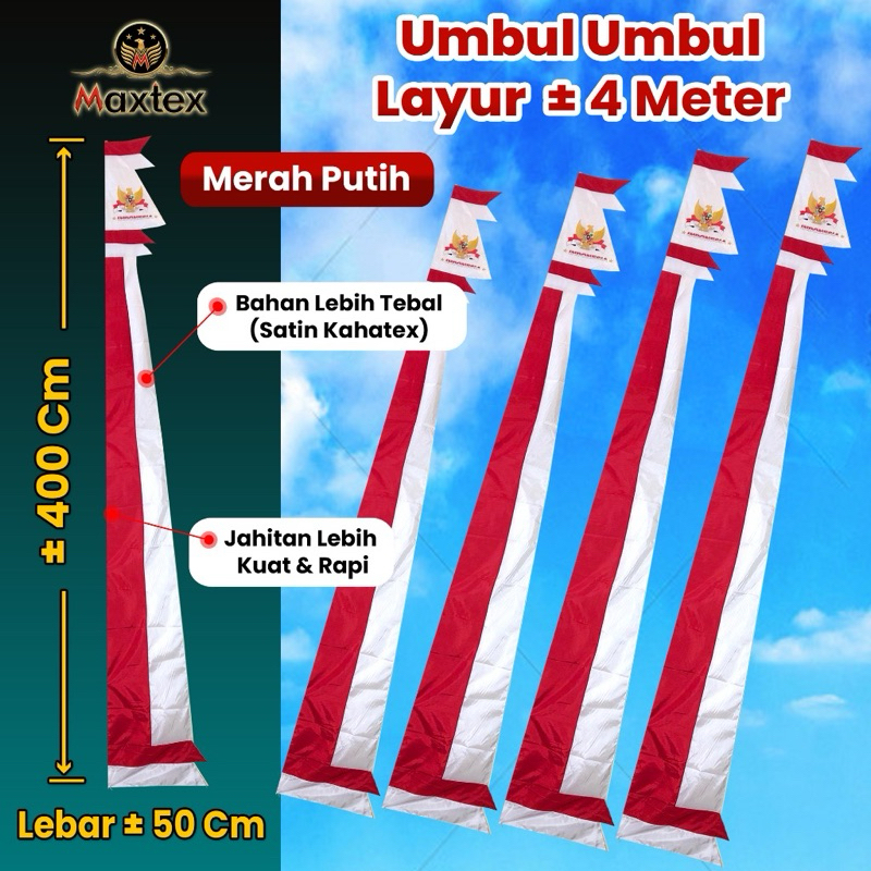 Jual Bendera Umbul-Umbul Layur Mahkota Garuda " produk MAXTEX" (panjang ukuran 4 meter tipe ...
