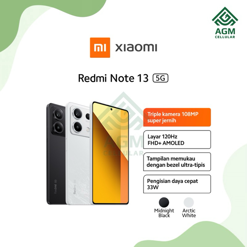 Jual HANDPHONE XIAOMI REDMI NOTE 13 5G RAM 8GB/256GB (Midnight Black ...