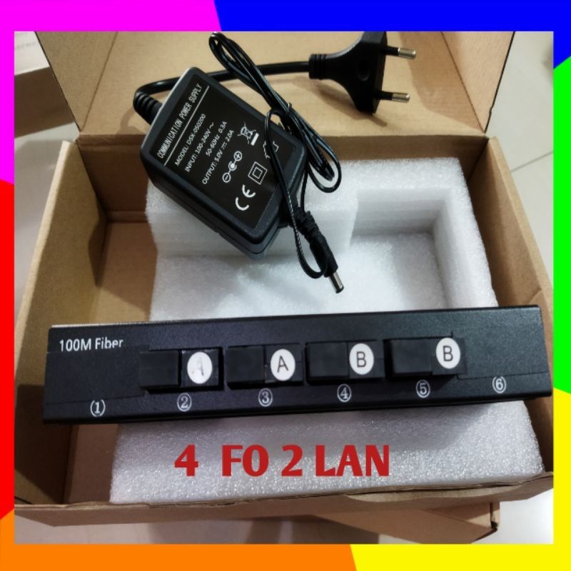 Jual Media Converter 4FO-2LAN Switch Fiber Optic Optik 100m 4 port SC FO 2 port LAN RJ 45 - GNB ...