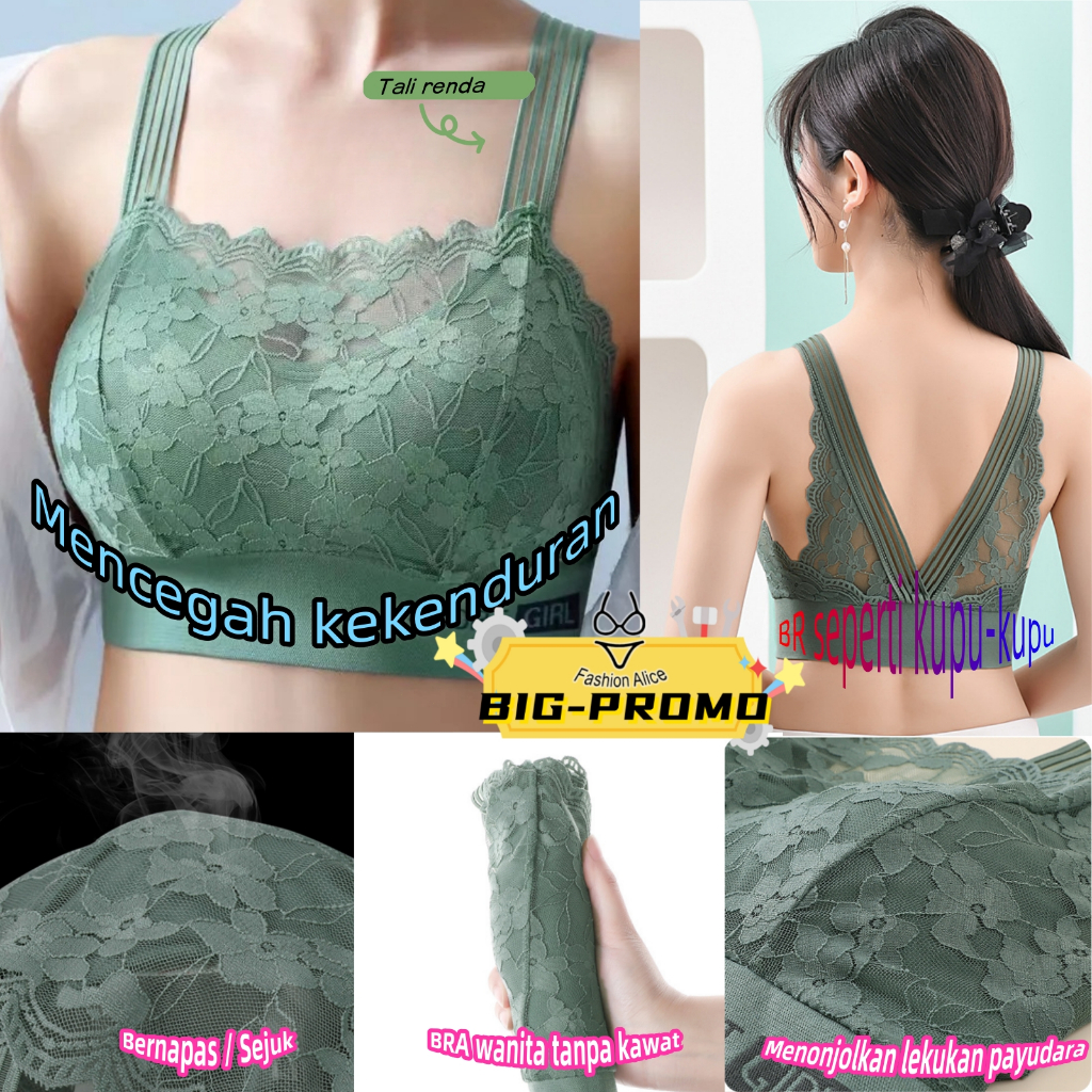 Jual BRA hitam Bra tanpa kawat,Bra Seamless Sport Push Up Bra Jumbo Renda Bunga Big Size Tanpa ...