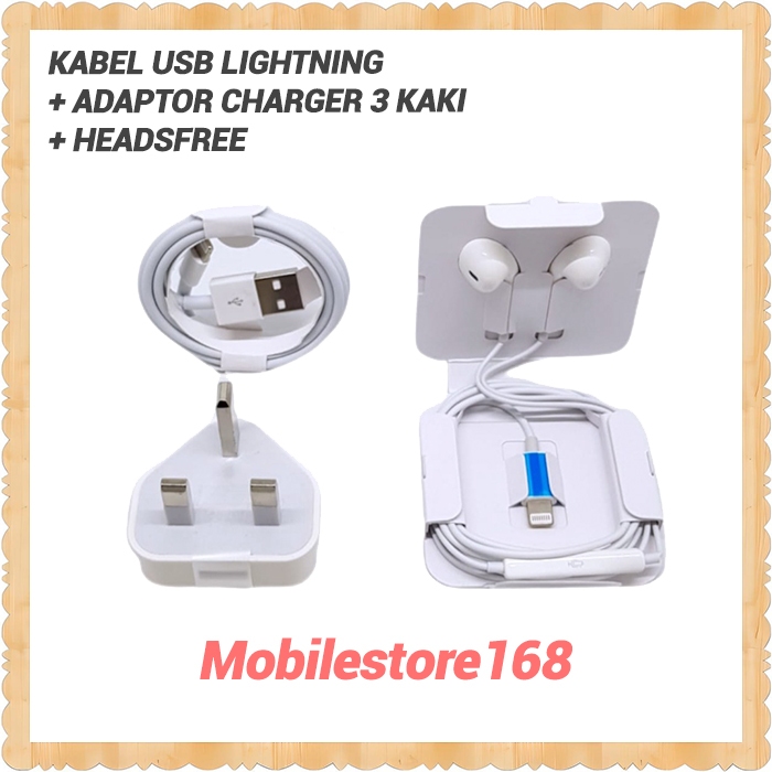 Jual CHARGER / ADAPTOR KAKI 3 + KABEL USB + HEADFREE FULLSET | Shopee ...