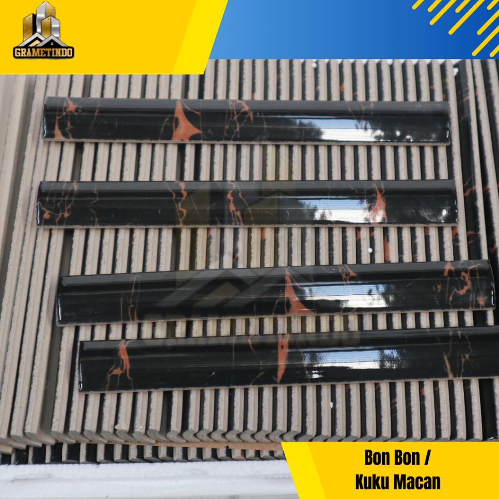 Jual BON BON KUKU MACAN LIST KERAMIK 20cm MARBLE HITAM | Shopee Indonesia