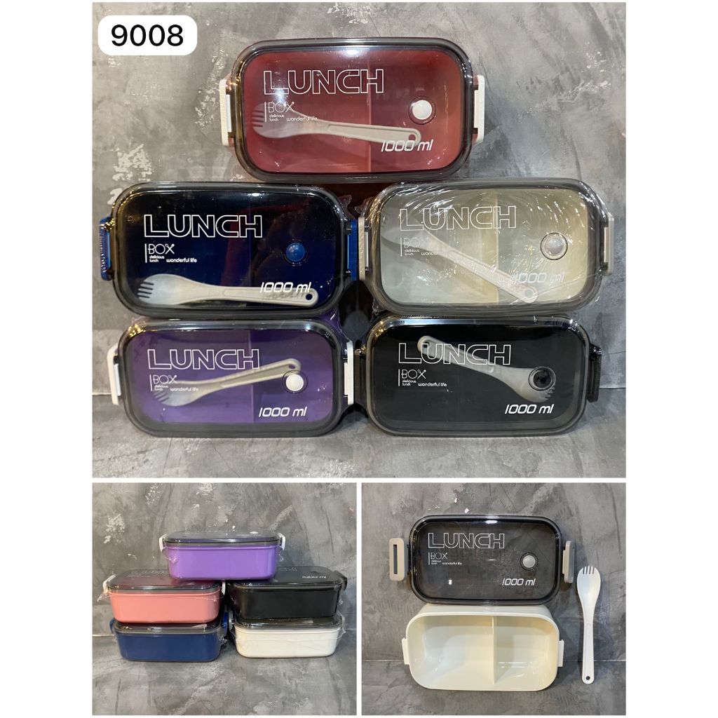 Jual Lunch Box 2 Sekat Kotak Bekal 1000ml Free Alat Makan Praktis KD ...