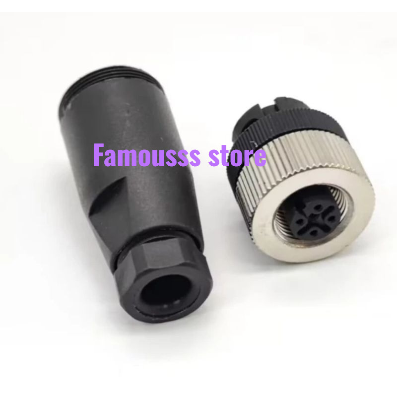 Jual M12 Socket connector 4pin Type Straight Female Socket konektor ...