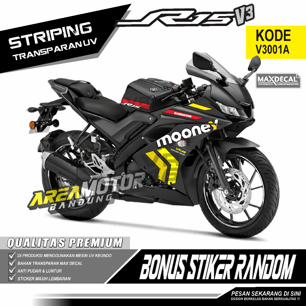 Jual DECAL YAMAHA R15 V3 Transparan / Sticker YAMAHA R15 V3 Transparan ...