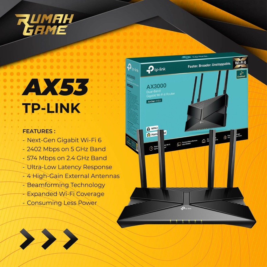 Jual TPLink ARCHER-AX53 AX3000 Router Dualband Gigabit WiFi 6 Acher ...