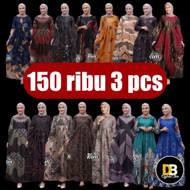 Jual PAKET 150 RIBU 3 PCS GAMIS BATIK WANITA PREMIUM MODERN STANDAR DAN ...