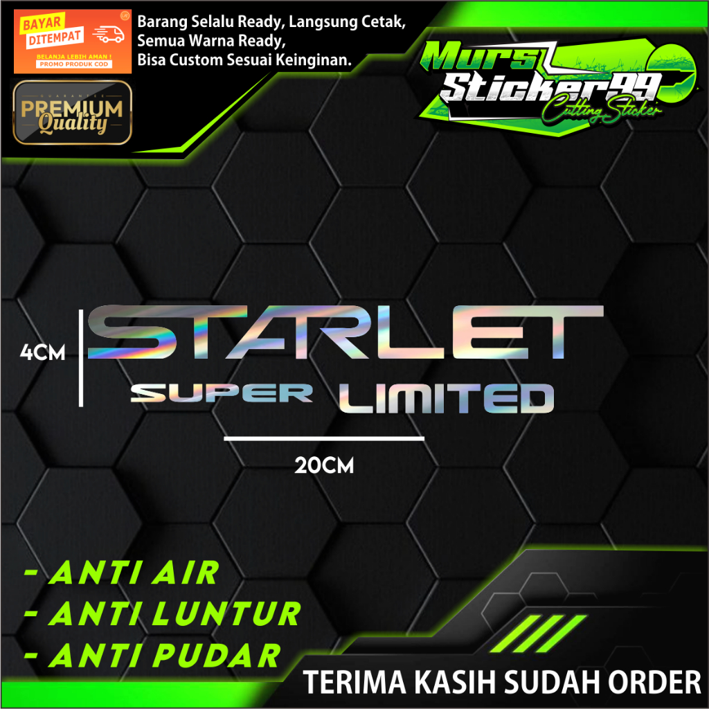 Jual Sticker Cutting STARLET SUPER LIMITED Cocok Untuk Motor Dan Mobil ...