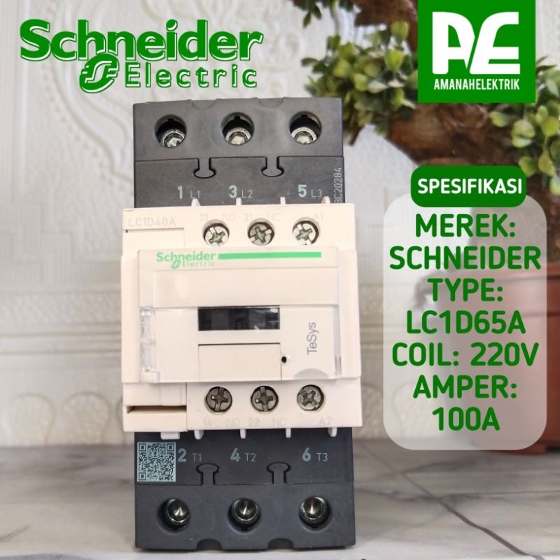 Jual KONTAKTOR CONTACTOR SCHNEIDER LC1D65A 100A COIL 220V ORIGINAL | Shopee Indonesia
