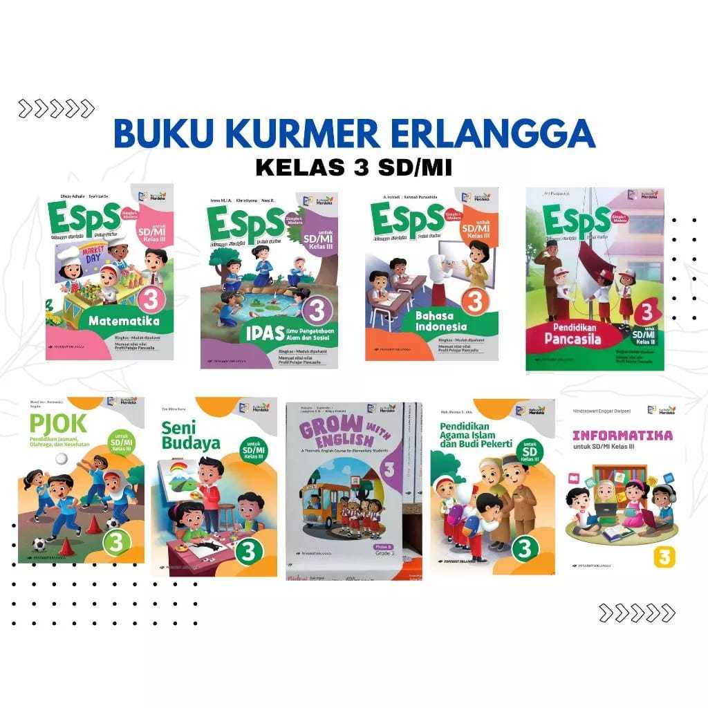 Jual BUKU KURIKULUM MERDEKA KELAS 3 SD/MI PENERBIT ERLANGGA ( PAKET LENGKAP SEMUA MATA PELAJARAN ...