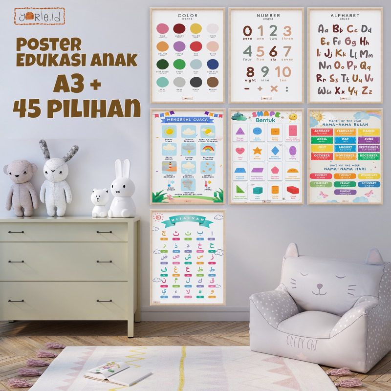 Jual POSTER EDUKASI AESTHETIC PENDIDIKAN BELAJAR MAINAN ANAK TK PAUD SD ...