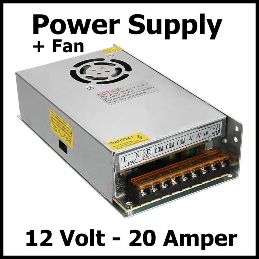 Jual Power Supply Adaptor Switching 12V 20A 20 Ampere 12 Volt 20A Trafo Travo Adaptor Led Strip ...
